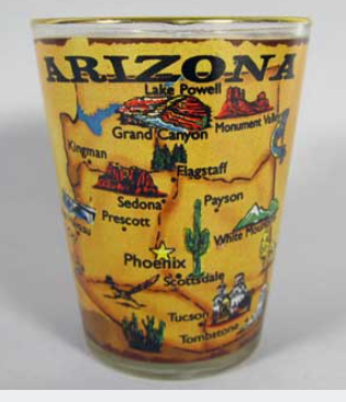 SHOT GLASS-AZ MAP TAN | Eyeconic Arizona Souvenir Shop